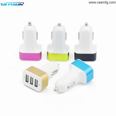 China Universal Triple USB Car Charger Adapter USB Socket 3 Port Car-charger For iPhone Samsung Ipad for sale