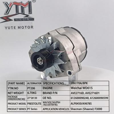 China 28V 70A Alternator PT206 8PK for Weichai WD615 Engine Shacman F3000 OE 612600090248 AVE2716D for sale