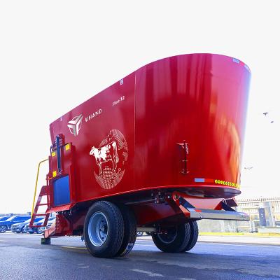 China 12m³ Vertical TMR Mixer With 10 Blades NM400 Steel For High Capacity Livestock Ranches for sale
