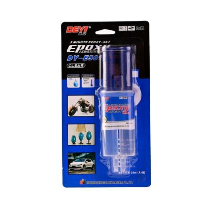China 24 ml heldere spuit Epoxy-lijm DDEYI 5-minuten houtende vloeibare lijm met SGS-goedkeuring Te koop