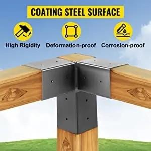 China 2mm 3mm 4x4 Post 3 Way Bracket Metal Fabrication Products Outdoor Decorative for sale