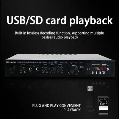 China LDZS 5.1 Channel Professional Audio Amplifier Ktv Home Theatre System 2 Mics Input Speaker Mixer for sale