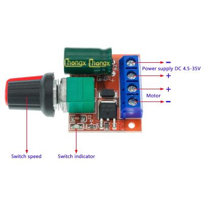 China CA-105A Mini 5A Dc Motor Speed Controller Module Max 90W 3V-35V for sale
