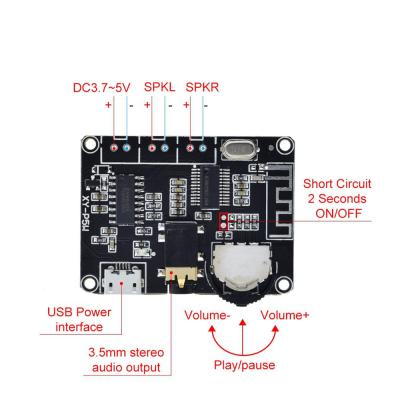 China PAM8406 BT 5.0 DIY Kit Linear Audio Power Amplifier Board DC3.7-5V Stereo Audio XY-P5W for sale