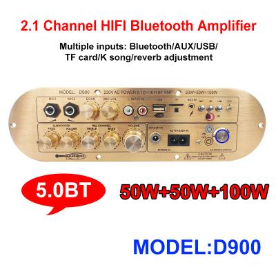 China High-Power D900 2x50W+100W Home Amplifier with Imported IC Bluetooth Board 2.1 Channel High and Low Tone Subwoofer for sale