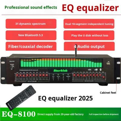 China EQ-8100 Professional Hi-Fi Preamp Player BT 5.4 Optical Coaxial Digital Audio Decoder 20 Segment Equalizer Fiber Optic Equipment for sale