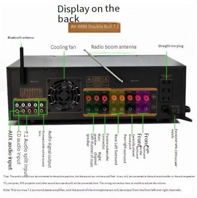 China AV-8888BT Professional 7.1 Channel 2000W Ultra-High Power Home Theater Amplifier BT Wireless Home KTV Surround Sound System for sale