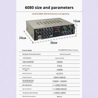 China AV-6080BT 1000W 7-Channel Fixed Impedance Amplifier Home Car Metal Receivers USB Flash SD Card BT Wireless Player Global for sale