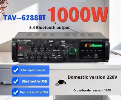 China AV-6288BT 1000W 2*500W High Fidelity Karaoke Amplifier Dual-Use 12V/220V AC/DC BT Wireless Plastic Material for sale
