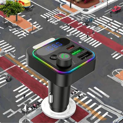 China Portable Car BT Wireless Music Player Fast Charging FM Transmitter QC3.0 Car Phone Charger USB Port PD20W Mobile Phone for sale