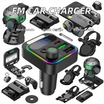 China Portable Car BT Wireless Music Player Fast Charging FM Transmitter QC3.0 Car Phone Charger USB Port PD20W Mobile Phone for sale