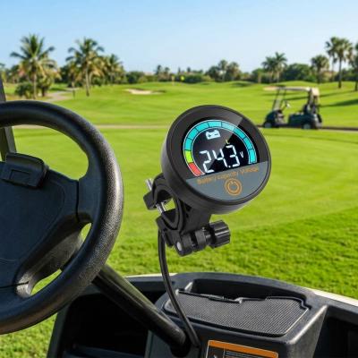 China Waterproof Round LCD Battery Indicator 8-100V DC Power Meter for Lead Acid Lithium EV Golf Cart - Low Voltage Alarm OEM for sale