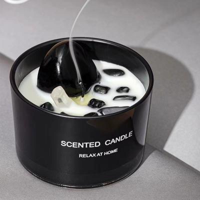 Cina Cera amichevole della soia 65g di Eco con le candele di pietra Amber Glass Candle in vendita