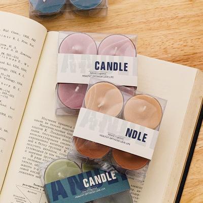 Cina 3 ore Shopping Confezione regalo Aromaterapia Cera di soia Colori Candela a lume di tè Fatto a mano 4 pezzi in vendita