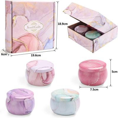 China As vendas que quentes dos PCes da CASA 4 do AROMA o presente luxuoso por atacado feito sob encomenda ajustou latas do aroma do metal rangem flores secadas a cera da soja Scented velas à venda