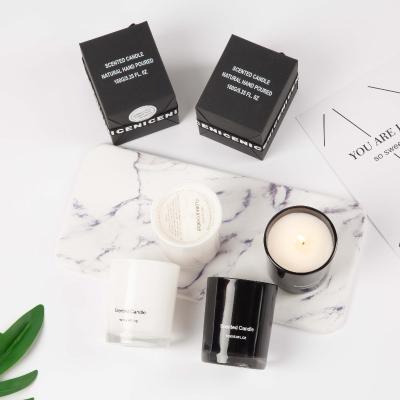 China AROMA HOME Wholesale High Quality Black White Private Label Luxury Scented Glass Candle for sale