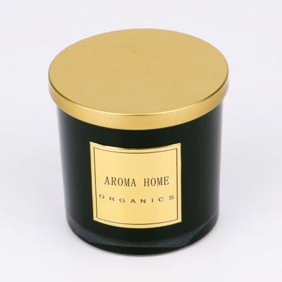 Cina Etichetta privata 14OZ 400g del metallo del coperchio della bottiglia di vetro della cera del profumo della candela domestica nera dorata della soia in vendita
