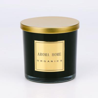 Cina Etichetta privata 14OZ 400g del metallo del coperchio della bottiglia di vetro della cera del profumo della candela domestica nera dorata della soia in vendita