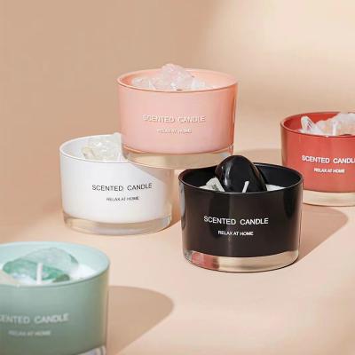 Cina La pietra variopinta su ordinazione Crystal Aromatherapy Soy Wax Scented esamina in controluce il lusso di rilassamento in vendita