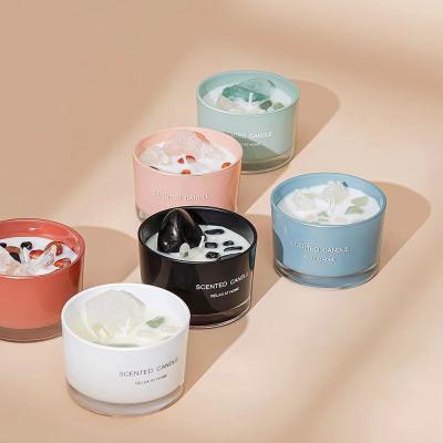 Cina La pietra variopinta su ordinazione Crystal Aromatherapy Soy Wax Scented esamina in controluce il lusso di rilassamento in vendita