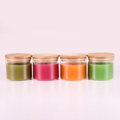 Cina La luce naturale dell'aroma di aromaterapia della cera paraffinica esamina in controluce 220G con il coperchio di bambù in vendita