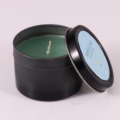 China OEM 2 Oz Gerecycleerd Matte Black Tin Can Candle voor Slaapkamer Te koop