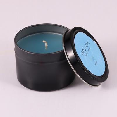 China OEM 2 Oz Gerecycleerd Matte Black Tin Can Candle voor Slaapkamer Te koop