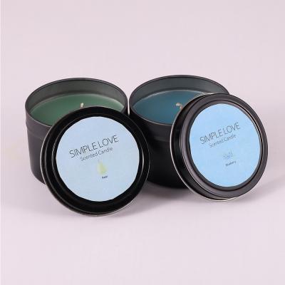 China OEM 2 Oz Gerecycleerd Matte Black Tin Can Candle voor Slaapkamer Te koop