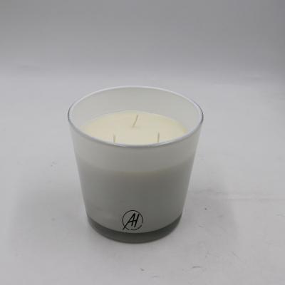 Cina Un grande barattolo di vetro bianco di 3 stoppini ha sentito il contenitore 24oz della candela per la Camera in vendita