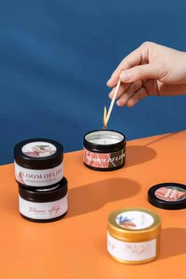 China Aroma Bemerkte Woodwick Tin Can Candle Gold Black voor Reis Te koop
