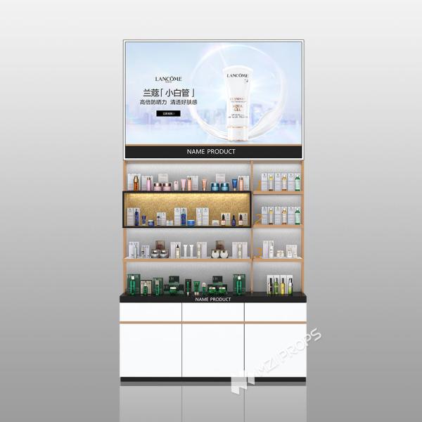 Quality White Glossy Store Glass Display Cabinets Jewelry Counter Display Cases With Titanium Trim for sale