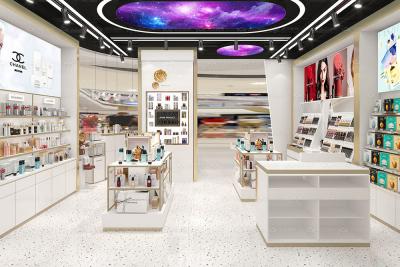 China Powder Coated Beauty Shop Furniture Fitting Glass Wooden Gondola Shelving for sale
