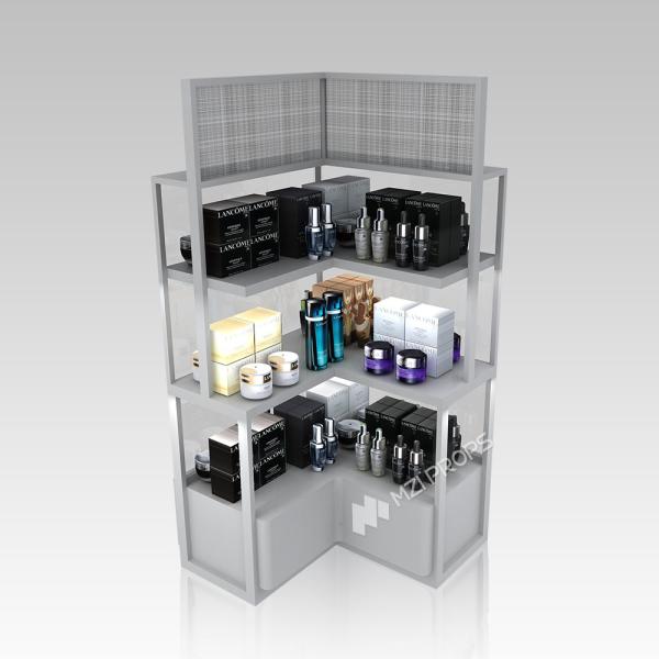 Quality Commercial Multilayer Wood Glass Retail Display Case Corner Rack Skincare Showcase for sale