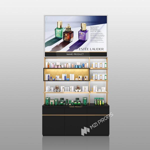 Quality Beauty Store Wallpaper Retail Skincare Display Cabinet With 40mm Light Box for sale