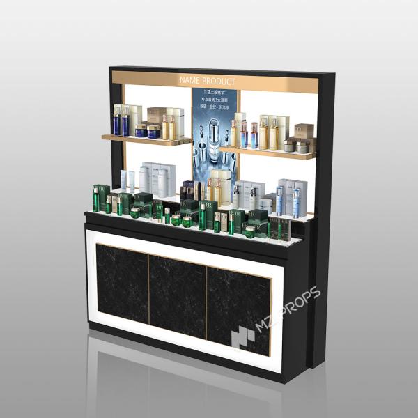 Quality 3mm Black Glossy Retail Cosmetic Display Counter Skincare Cabinet Acrylic Aluminum for sale