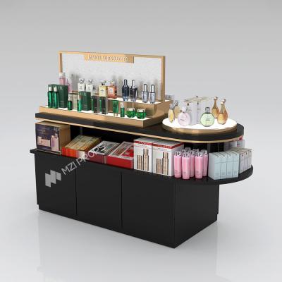 China Glossy Laminated MDF Perfume Display Cabinet Makeup Cosmetic Store Decoration for sale