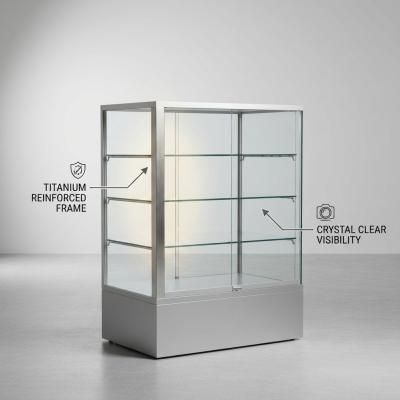 China Tempered Glass Adjustable Height Store Display Showcase with LED Strip Illumination System for sale