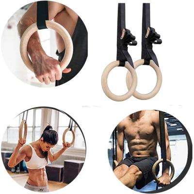 中国 Body Workout Exercise adjustable strap wooden gym ring Gymnastics Rings 販売のため
