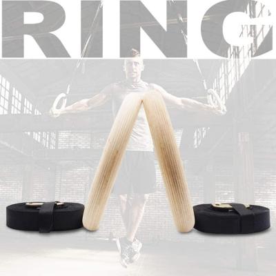 中国 Custom logo Fitness Strength Training Wooden Gym Ring with Adjustable Nylon Straps 販売のため