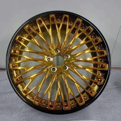 China Custom forged aluminum alloy car rim 18 19 20 21 22 inch 5x120 glod color brushed forged car wheels en venta