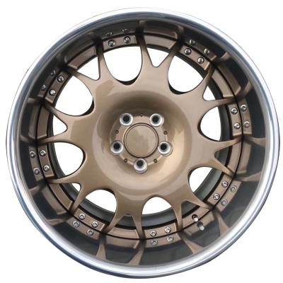 China Customized 2 piece 22 inch wheel super deep concave brushed bronze polished lip car rim forged wheels en venta