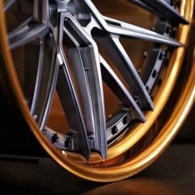 中国 factory Customized 2 piece super deep concave brushed bronze polished lip forged wheel 販売のため