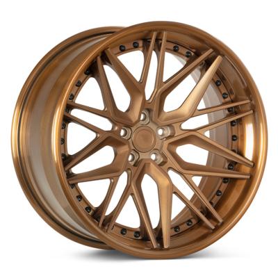 中国 factory Customized 2 piece super deep concave brushed bronze polished lip forged wheel 販売のため