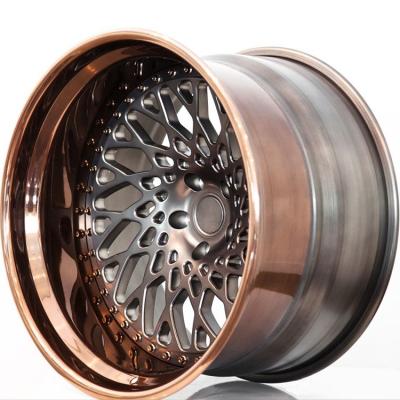 中国 Customized wheel brushed bronze polished forged wheels 3 piece deep dish rims for benz 販売のため
