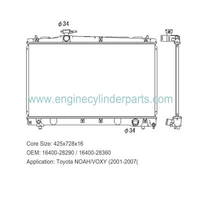 Cina 16400-28360 radiatore di alluminio automatico per Toyota Voxy Azr60 1az-Fse Ipsum in vendita