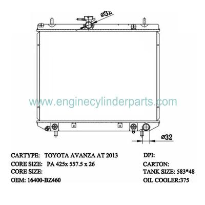 Cina OEM diesel 16400-BZ460 16400-BZ331 del radiatore del generatore di TOYOTA Avensis in vendita