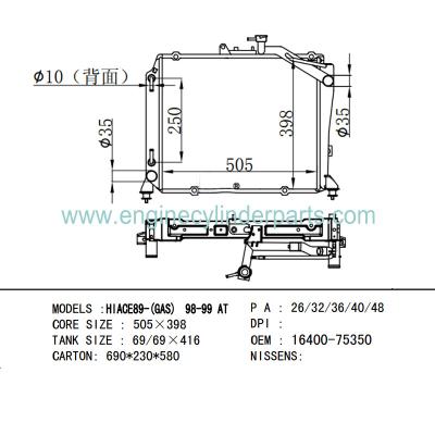 Cina 16400-75350 Assemblea del radiatore dei ricambi auto per Toyota Hiace in vendita