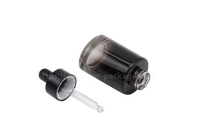 China Luxury Black Essential Oil Bottle Dropper Serum Glass Cylinder Cosmetic for sale