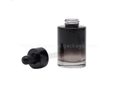 China Luxury Black Essential Oil Bottle Dropper Serum Glass Cylinder Cosmetic for sale