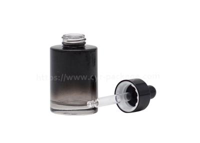 China Luxury Black Essential Oil Bottle Dropper Serum Glass Cylinder Cosmetic for sale